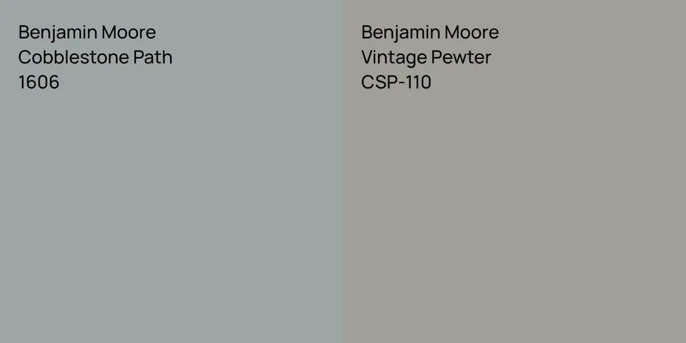 Benjamin Moore Cobblestone Path vs. Benjamin Moore Vintage Pewter comparison