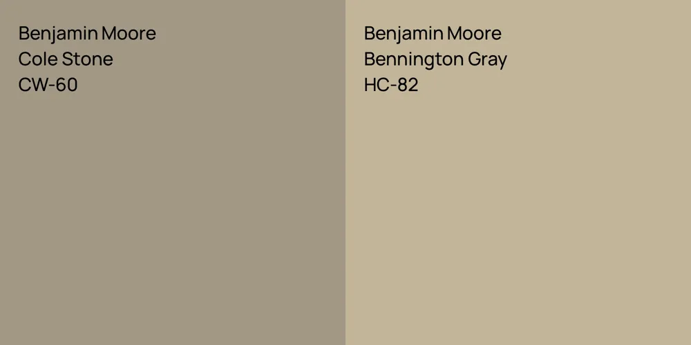 Benjamin Moore Cole Stone vs. Benjamin Moore Bennington Gray comparison