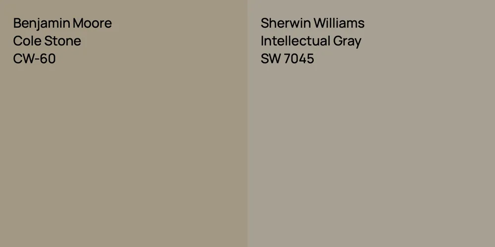 Benjamin Moore Cole Stone vs. Sherwin Williams Intellectual Gray comparison