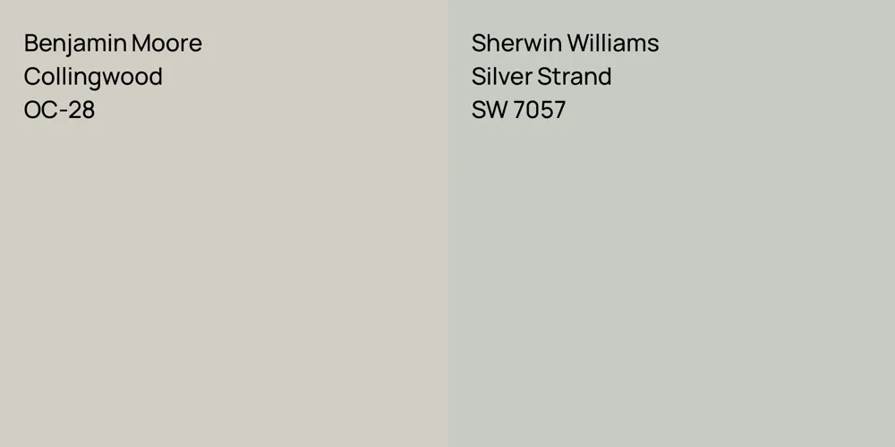 Benjamin Moore Collingwood vs. Sherwin Williams Silver Strand comparison