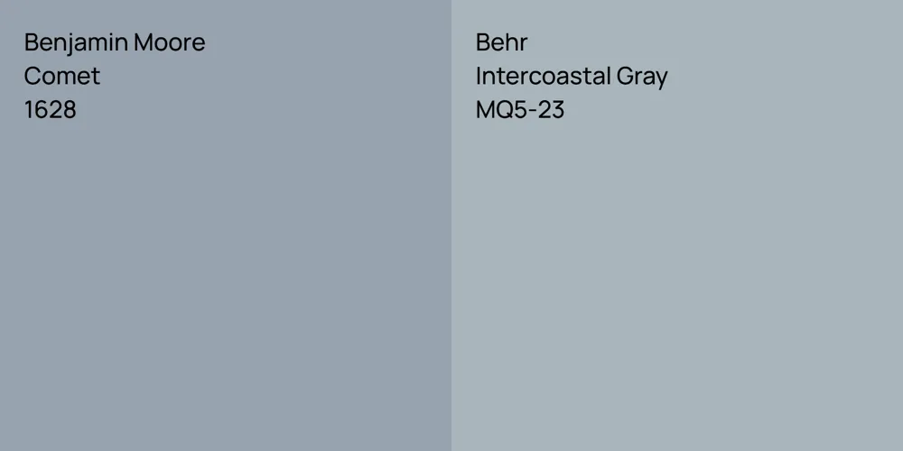 Benjamin Moore Comet vs. Behr Intercoastal Gray comparison
