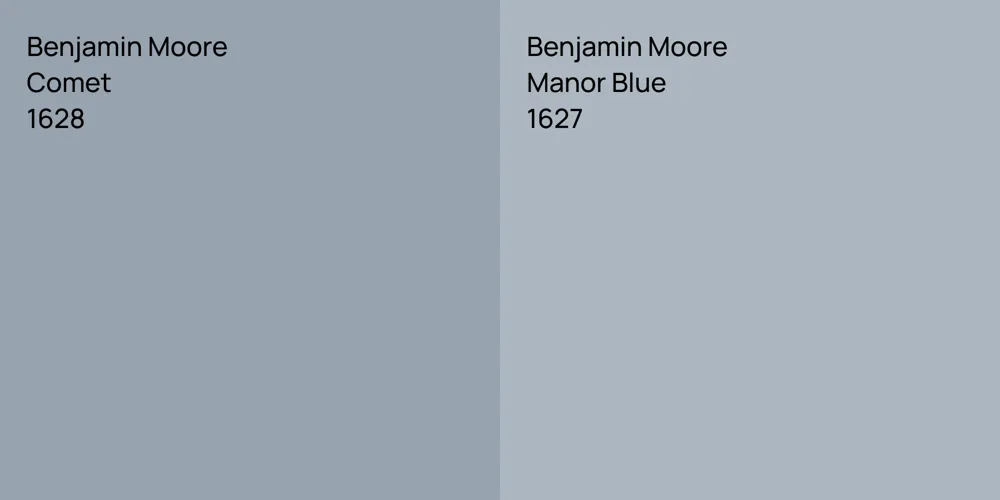Benjamin Moore Comet vs. Benjamin Moore Manor Blue comparison
