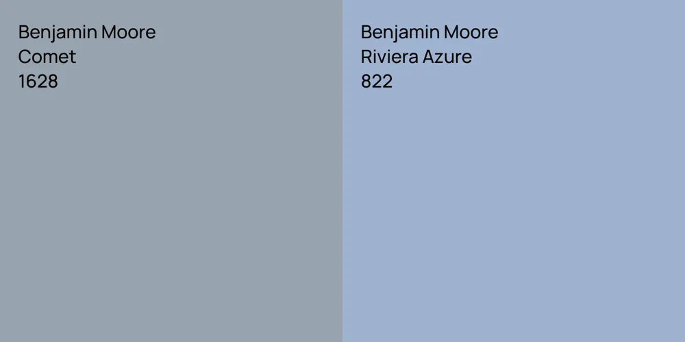 Benjamin Moore Comet vs. Benjamin Moore Riviera Azure comparison