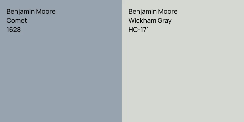 Benjamin Moore Comet vs. Benjamin Moore Wickham Gray comparison