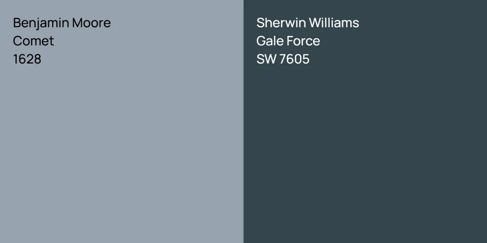 Benjamin Moore Comet vs. Sherwin Williams Gale Force comparison