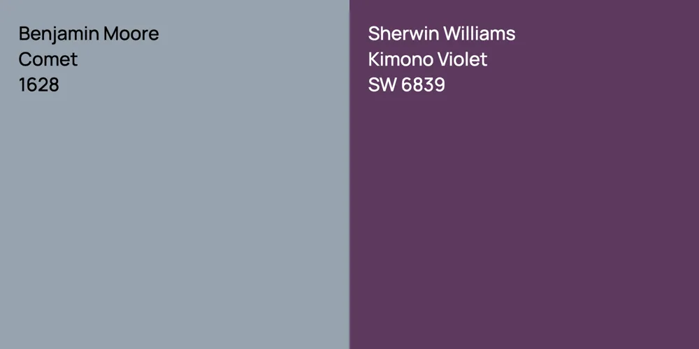Benjamin Moore Comet vs. Sherwin Williams Kimono Violet comparison