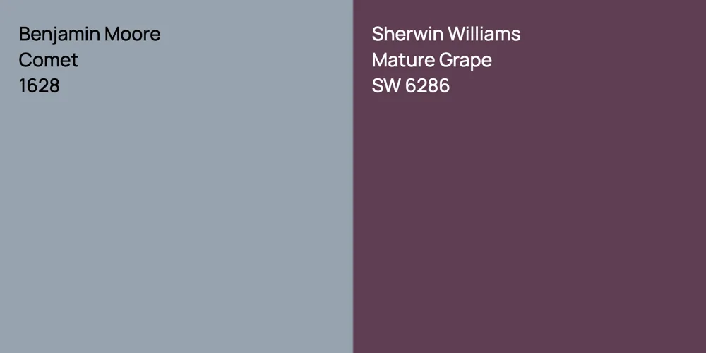 Benjamin Moore Comet vs. Sherwin Williams Mature Grape comparison