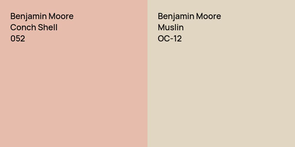 Benjamin Moore Conch Shell vs. Benjamin Moore Muslin comparison