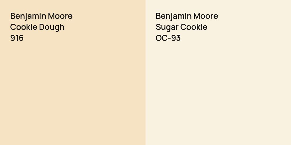 Benjamin Moore Cookie Dough vs. Benjamin Moore Sugar Cookie comparison