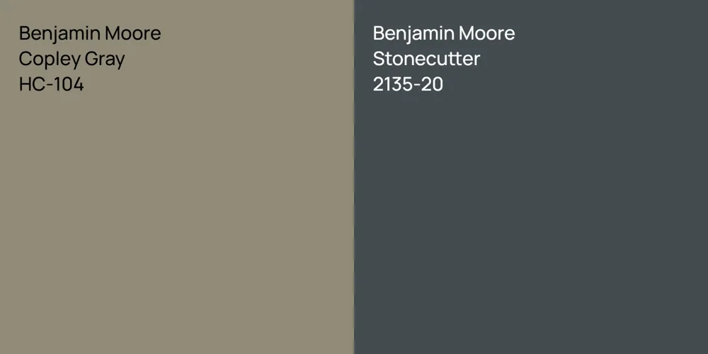 Benjamin Moore Copley Gray vs. Benjamin Moore Stonecutter comparison