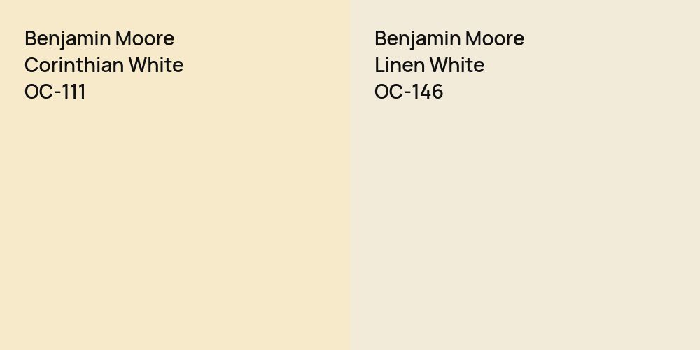 Benjamin Moore Corinthian White vs. Benjamin Moore Linen White comparison