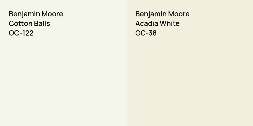 Benjamin Moore Cotton Balls vs. Benjamin Moore Acadia White comparison
