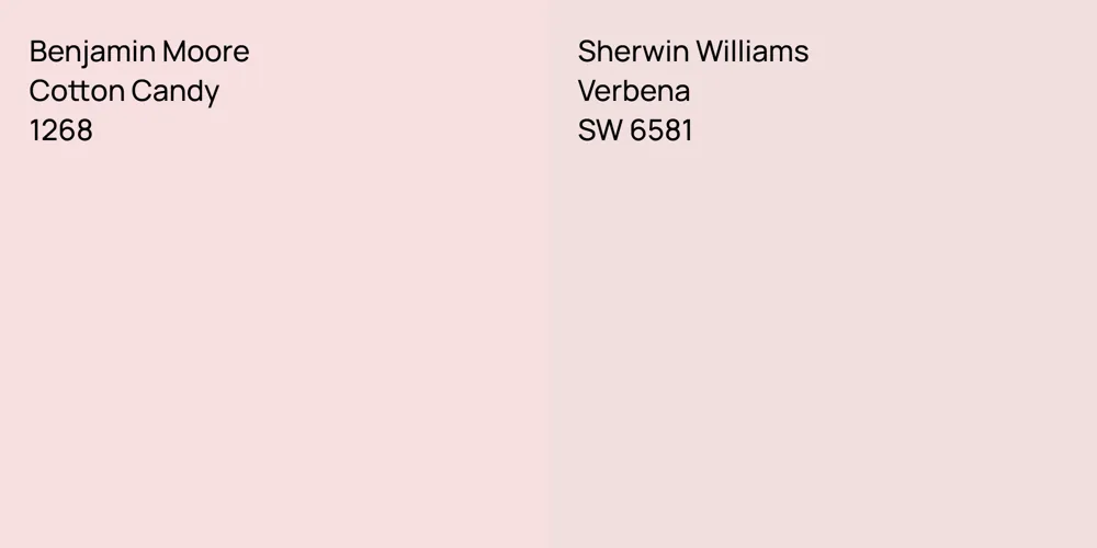 Benjamin Moore Cotton Candy vs. Sherwin Williams Verbena comparison
