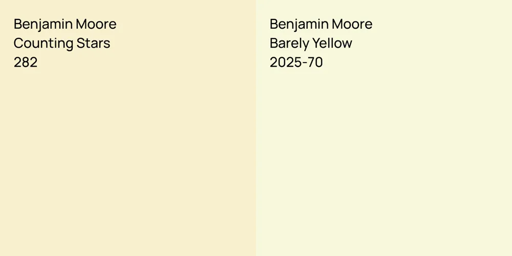 Benjamin Moore Counting Stars vs. Benjamin Moore Barely Yellow comparison