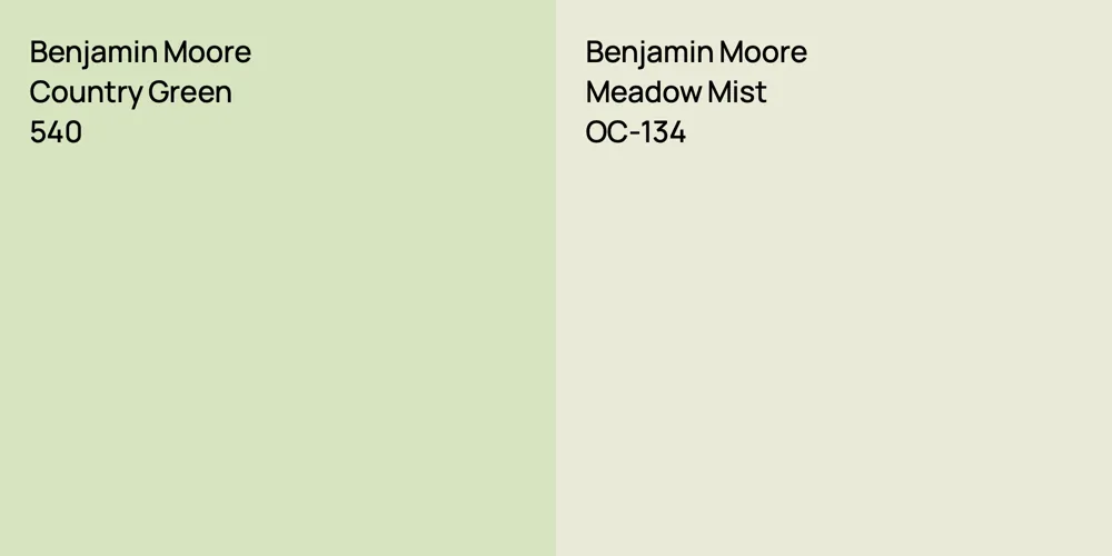 Benjamin Moore Country Green vs. Benjamin Moore Meadow Mist comparison
