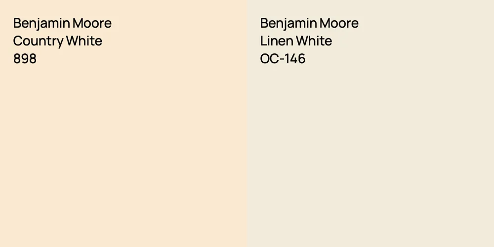 Benjamin Moore Country White vs. Benjamin Moore Linen White comparison
