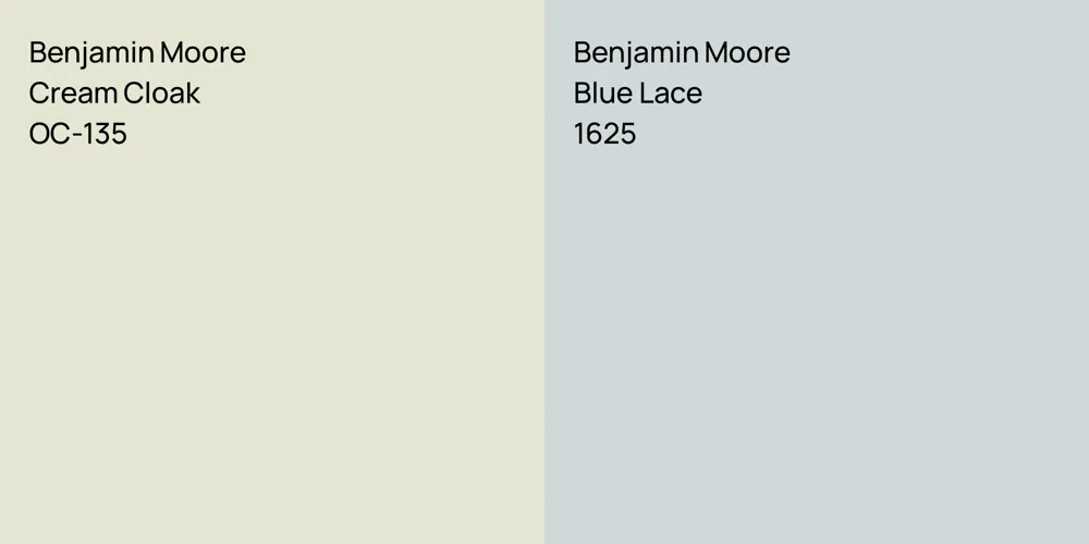 Benjamin Moore Cream Cloak vs. Benjamin Moore Blue Lace comparison
