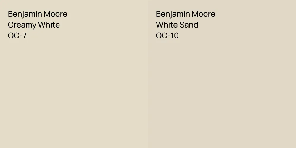 Benjamin Moore Creamy White vs. Benjamin Moore White Sand comparison