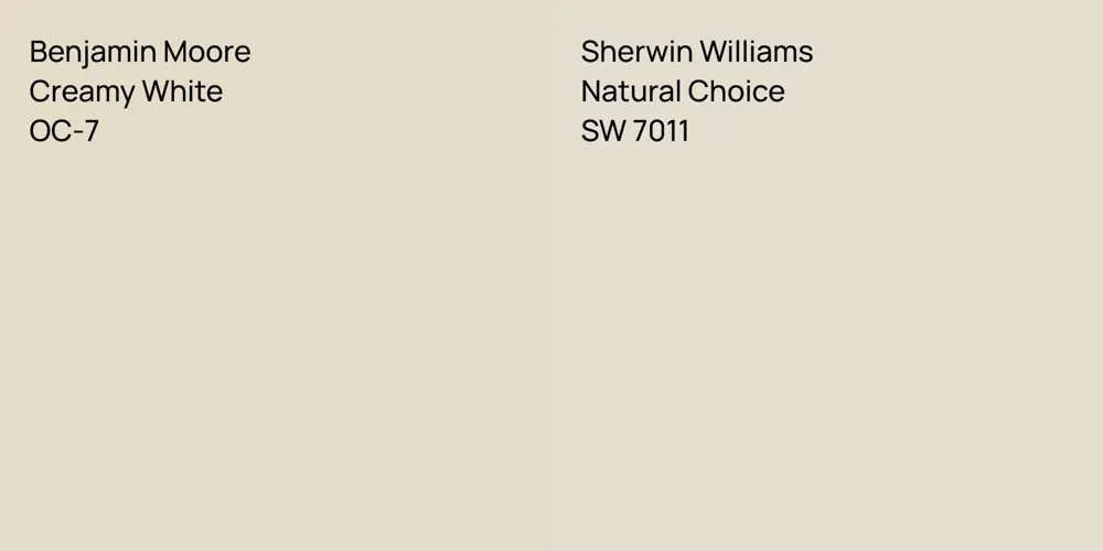Benjamin Moore Creamy White vs. Sherwin Williams Natural Choice comparison