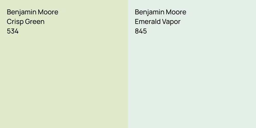 Benjamin Moore Crisp Green vs. Benjamin Moore Emerald Vapor comparison