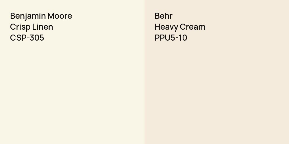 Benjamin Moore Crisp Linen vs. Behr Heavy Cream comparison