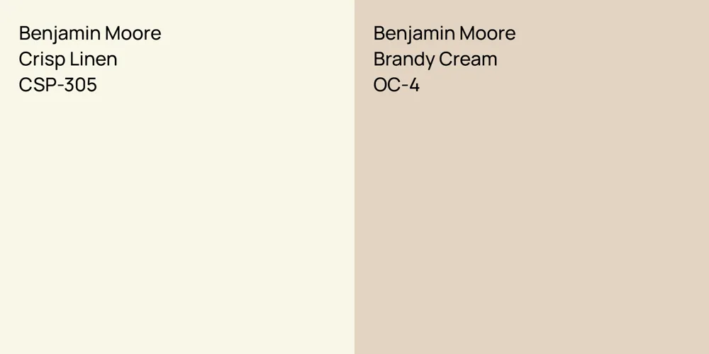 Benjamin Moore Crisp Linen vs. Benjamin Moore Brandy Cream comparison