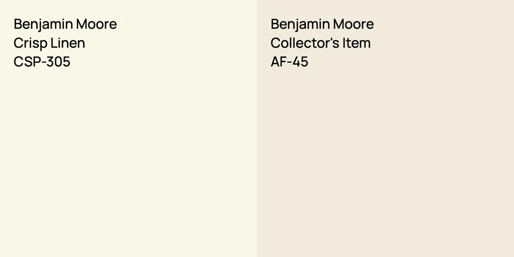 Benjamin Moore Crisp Linen vs. Benjamin Moore Collector's Item comparison
