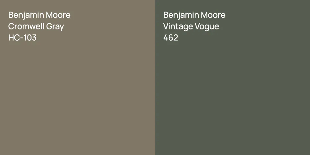 Benjamin Moore Cromwell Gray vs. Benjamin Moore Vintage Vogue comparison