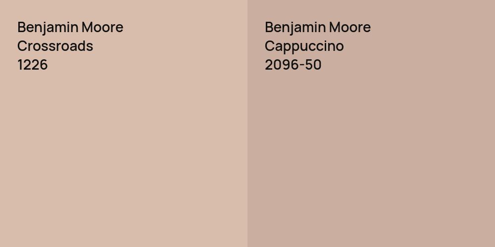 Benjamin Moore Crossroads vs. Benjamin Moore Cappuccino comparison