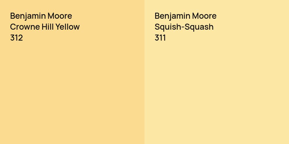 Benjamin Moore Crowne Hill Yellow vs. Benjamin Moore Squish-Squash ...