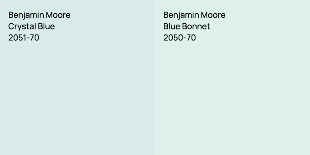 Benjamin Moore Crystal Blue vs. Benjamin Moore Blue Bonnet comparison