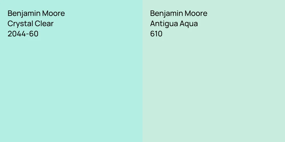 Benjamin Moore Crystal Clear vs. Benjamin Moore Antigua Aqua comparison
