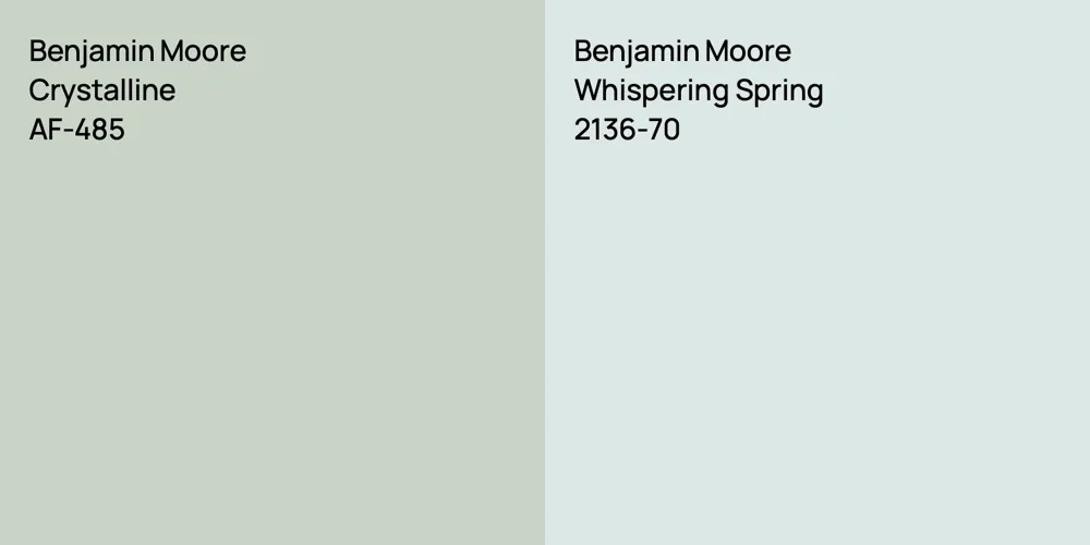 Benjamin Moore Crystalline vs. Benjamin Moore Whispering Spring comparison