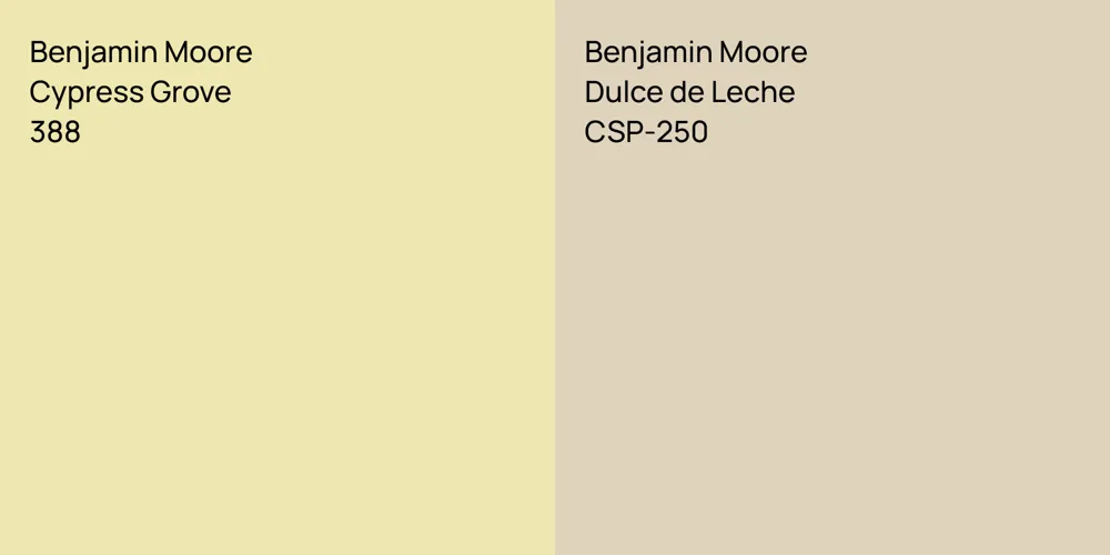 Benjamin Moore Cypress Grove vs. Benjamin Moore Dulce de Leche comparison