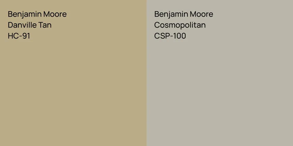 Benjamin Moore Danville Tan vs. Benjamin Moore Cosmopolitan comparison