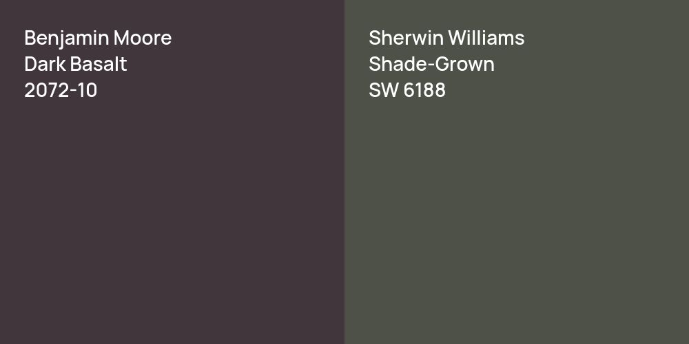 Benjamin Moore Dark Basalt vs. Sherwin Williams Shade-Grown comparison