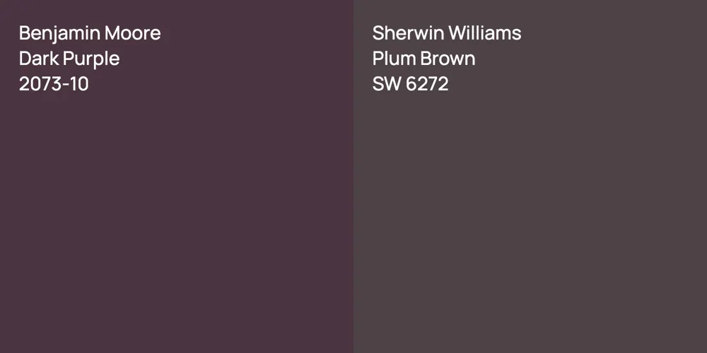 Benjamin Moore Dark Purple vs. Sherwin Williams Plum Brown comparison