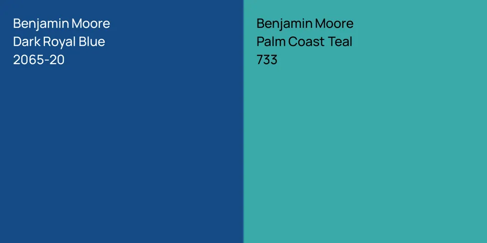 Benjamin Moore Dark Royal Blue vs. Benjamin Moore Palm Coast Teal ...