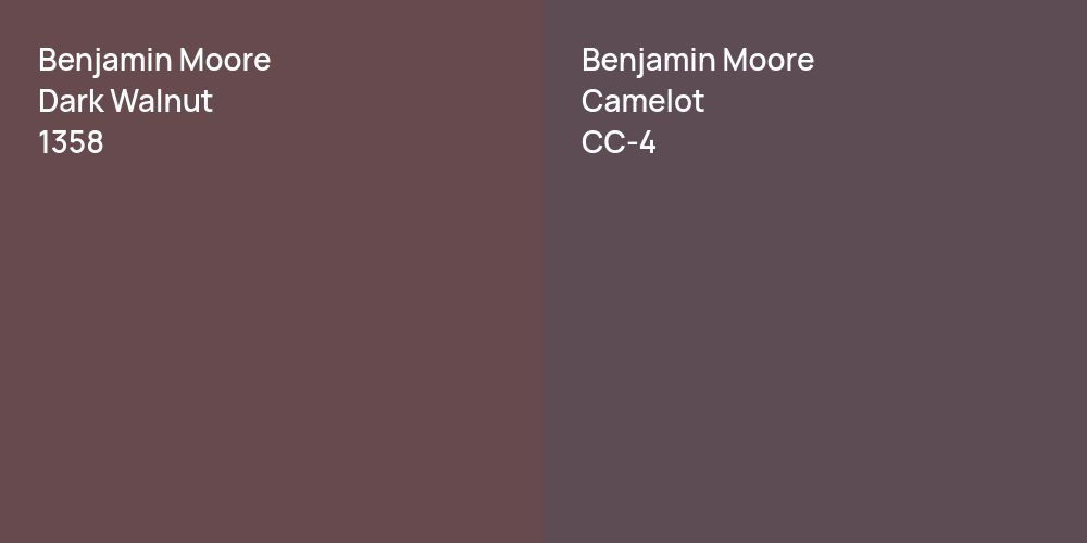 Benjamin Moore Dark Walnut vs. Benjamin Moore Camelot comparison