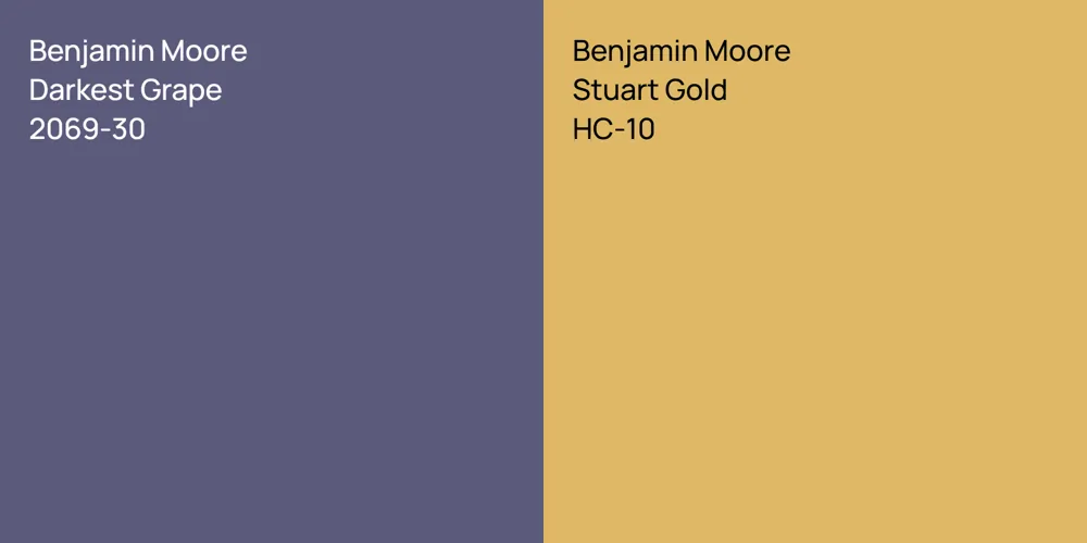 Benjamin Moore Darkest Grape vs. Benjamin Moore Stuart Gold comparison