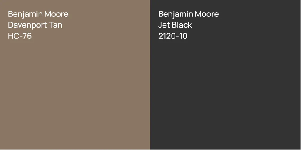 Benjamin Moore Davenport Tan vs. Benjamin Moore Jet Black comparison