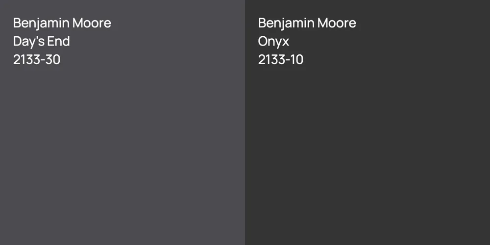 Benjamin Moore Day's End vs. Benjamin Moore Onyx comparison