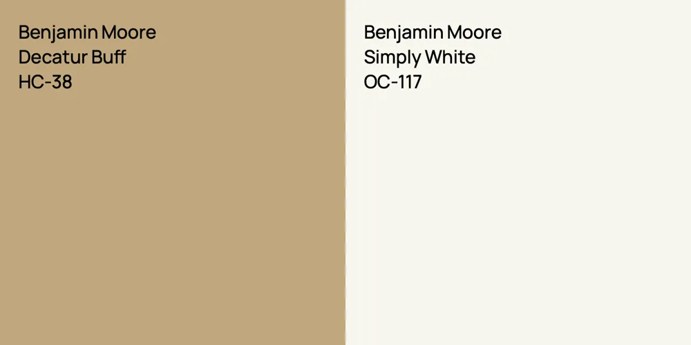 Benjamin Moore Decatur Buff vs. Benjamin Moore Simply White comparison