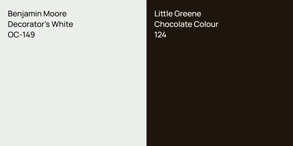 Benjamin Moore Decorator's White vs. Little Greene Chocolate Colour ...