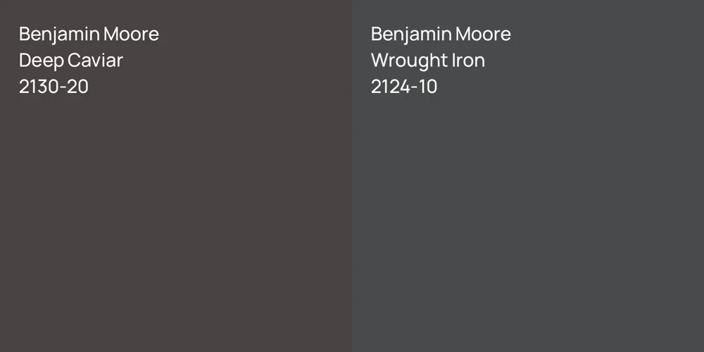 Benjamin Moore Deep Caviar vs. Benjamin Moore Wrought Iron comparison