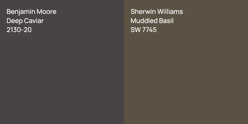 Benjamin Moore Deep Caviar vs. Sherwin Williams Muddled Basil comparison