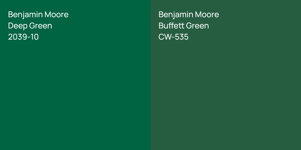 Benjamin Moore Deep Green vs. Benjamin Moore Buffett Green comparison