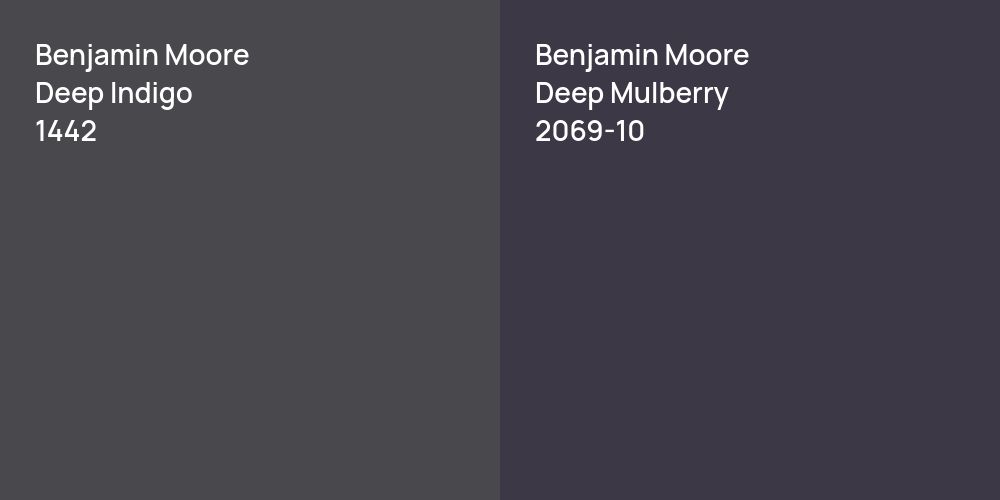 Benjamin Moore Deep Indigo vs. Benjamin Moore Deep Mulberry comparison