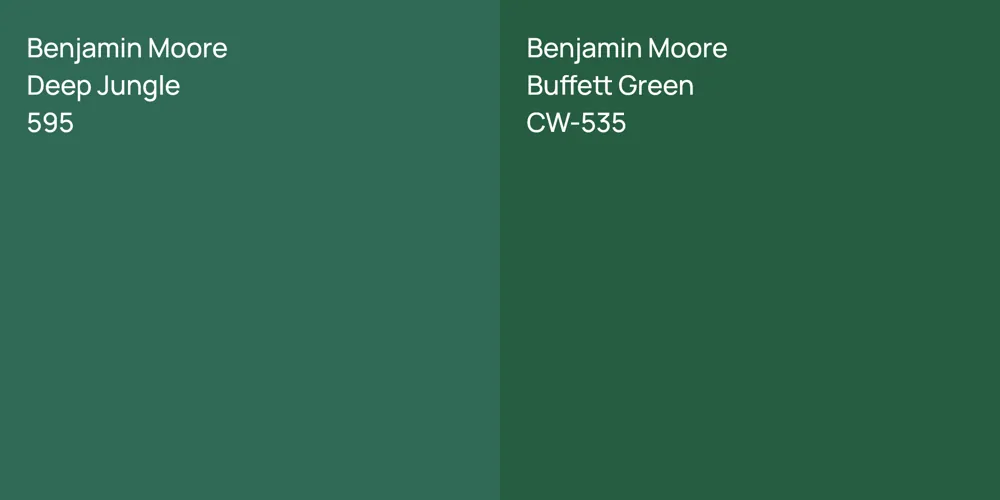 Benjamin Moore Deep Jungle vs. Benjamin Moore Buffett Green comparison