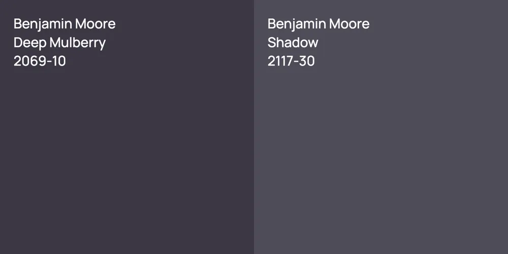 Benjamin Moore Deep Mulberry vs. Benjamin Moore Shadow comparison